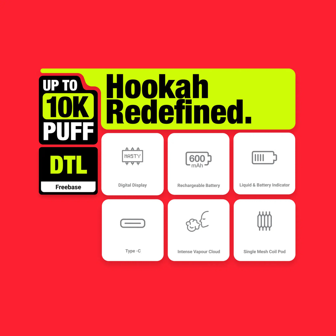 Nasty Bar Hooqah DTL 10000 Disposable Vape | Express Delivery